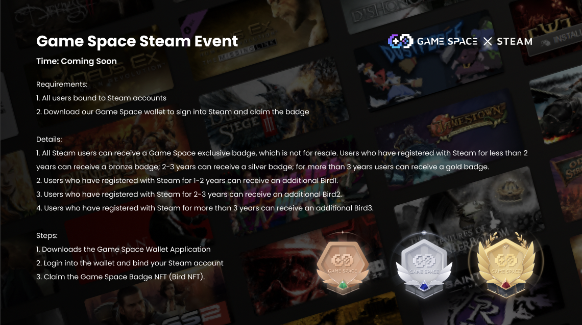 Game Space宣布向「Steam 10億用戶」空投NFT！能吸引傳統玩家玩GameFi嗎？ | 動區動趨-最具影響力的區塊鏈新聞媒體