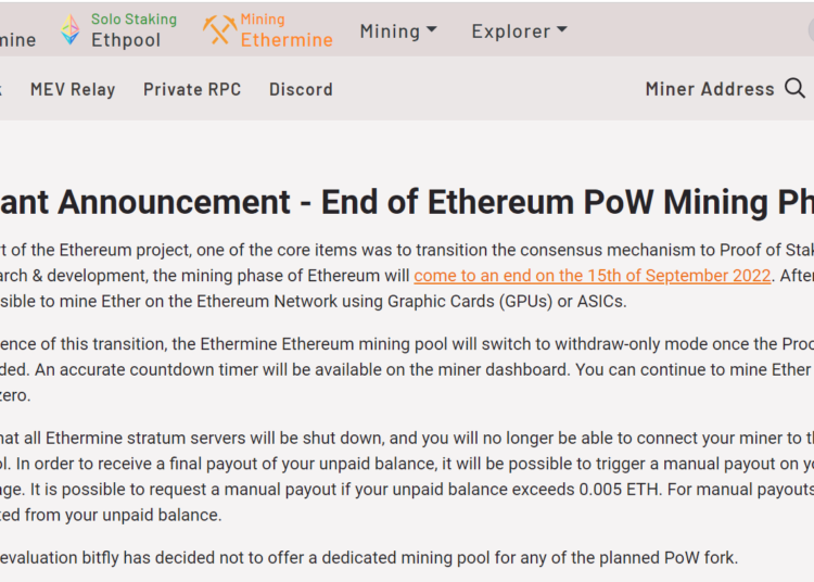以太坊31%算力原地解散！Ethermine宣布不支持POW分叉，9/15關閉ETH礦池 | 動區動趨-最具影響力的區塊鏈新聞媒體