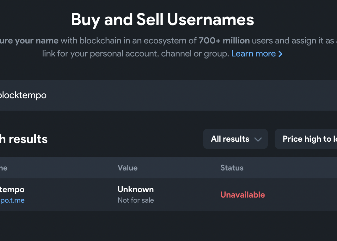 Telegram推出NFT拍賣場Fragment！首批Username開啟競拍、僅接受Ton支付 | 動區動趨-最具影響力的區塊鏈新聞媒體