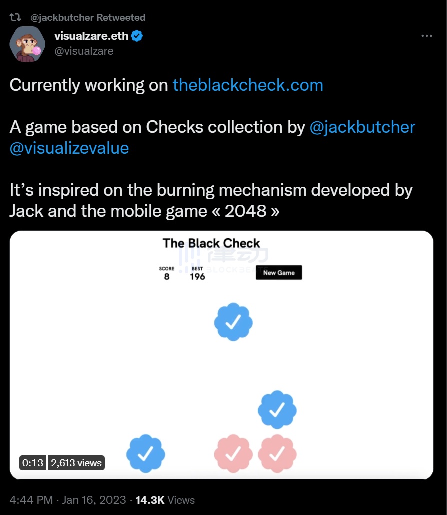 Checks NFT「推特認證勾勾」暴漲 3000% 的妙點：用燃燒機制決定藝術價值 | 動區動趨-最具影響力的區塊鏈新聞媒體