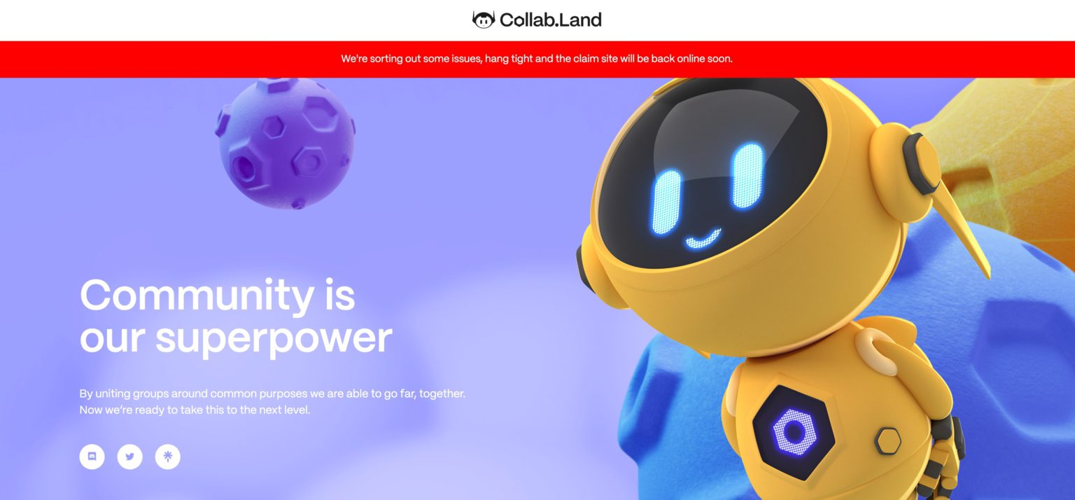 Discord 機器人 Collab.Land 空投擠爆申領頁面，$COLLAB 跌至 0.1955 美元 | 動區動趨-最具影響力的區塊鏈新聞媒體