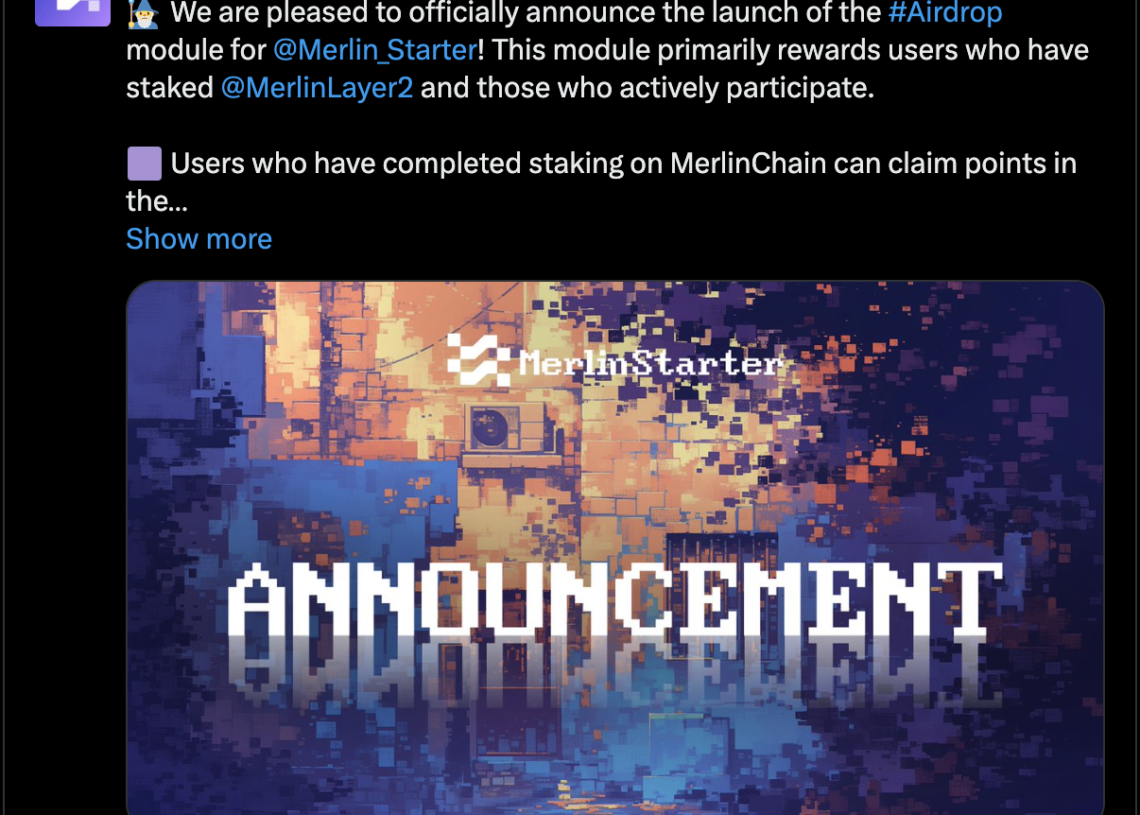 MerlinStarter啟動後，穩固Merlin Chain的BTC第一生態寶座 | 動區動趨-最具影響力的區塊鏈新聞媒體