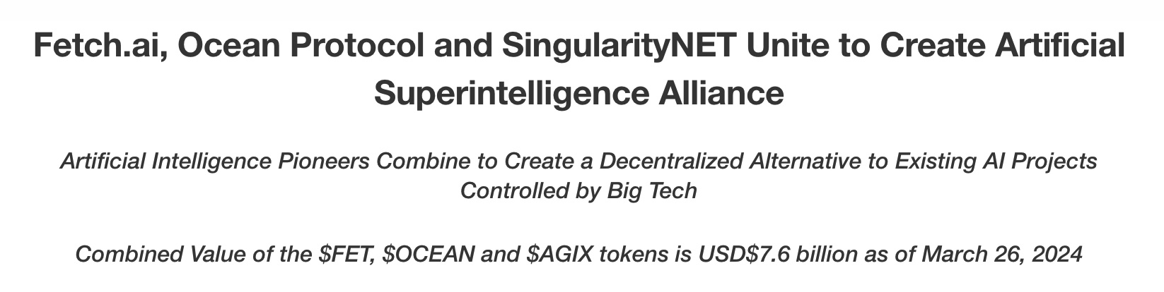 AI幣大融合》Fetch.ai、Ocean Protocol與SingularityNET計畫合併成$ASI，幣價齊飛 | 動區動趨-最具影響力的區塊鏈新聞媒體