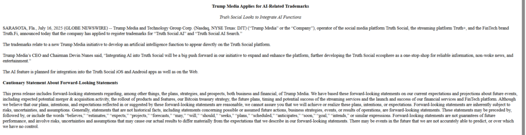川普Truth Social要整合AI！TMTG已申請AI、AI Search商標：SNS走向超級數位app | 動區動趨-最具影響力的區塊鏈新聞媒體