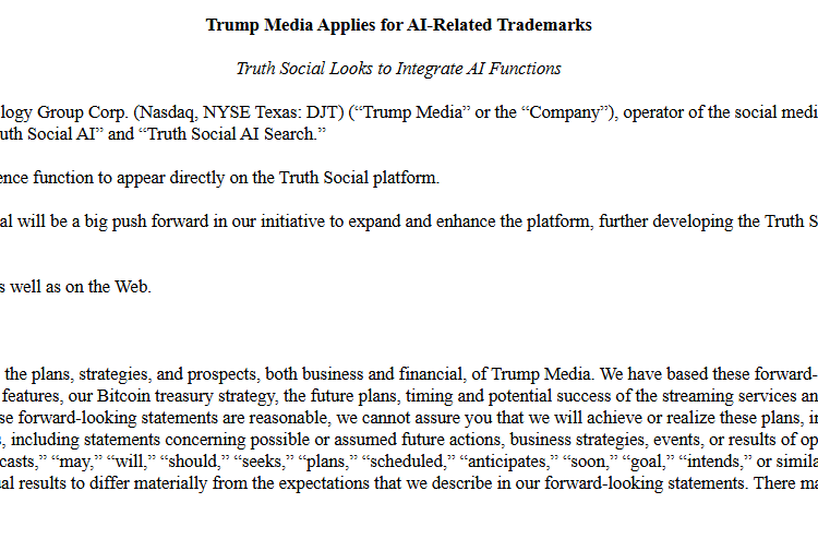 川普Truth Social要整合AI！TMTG已申請AI、AI Search商標：SNS走向超級數位app | 動區動趨-最具影響力的區塊鏈新聞媒體